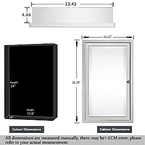 FOMAYKO Stainless Steel Medicine Cabinet with Mirror - Wall Mounted Bathroom Storage Organizer, Rust-Resistant Metal Mirror Cabinet for Vanity, Adjustable Shelves, 15x25 Inch
