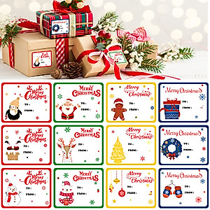 DIYDEC 120pcs Christmas Gift Tags Sticker Self Adhesive Christmas Paper Present Name Labels for Holiday Present