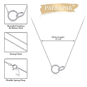 PAERAPAK Bonus Mom Gifts Necklace, 925 Sterling Silver Best Bonus Mom Ever Gifts Step Mom Necklace Bonus Mom Christmas Gifts Step Mom Mothers Day Gifts Jewelry Gifts for Bonus Mom Step Mom