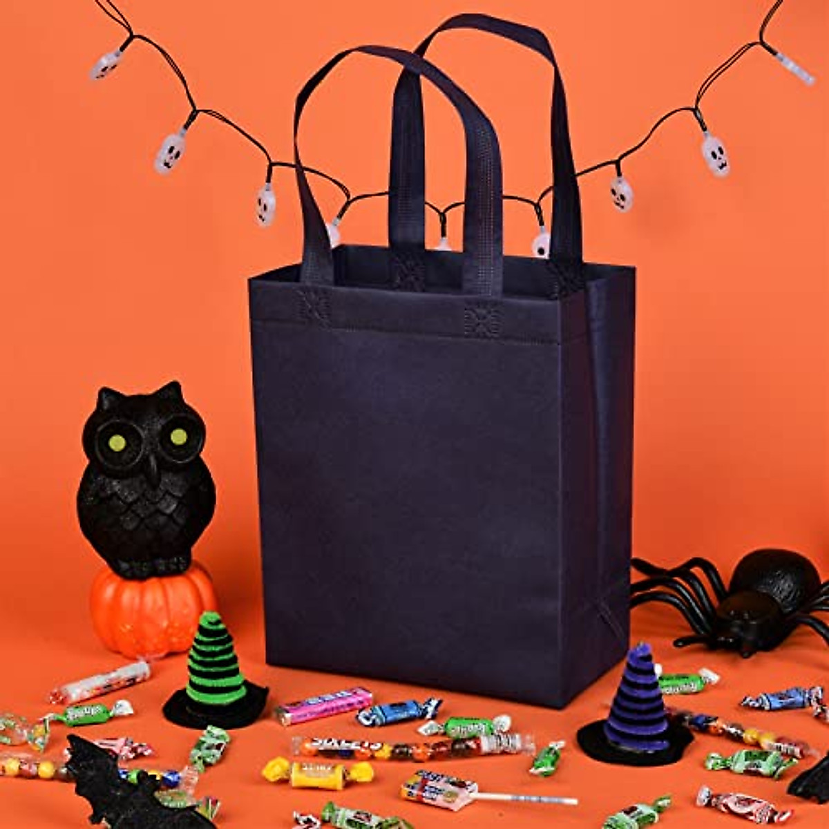 Gift Bags Medium Size - 12 Pack Blue Indigo Colored Tote with Handles, Plain Fabric Reusable Gift Bags for Birthday Party Goodie & Favor Bags, Gifts, Holiday Present Wrap, Shopping, in Bulk - 8x4x10