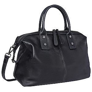 Iswee Classic Satchel Bag Black Leather Purses for Women Shoulder Bags Vintage Travel Bag Designer Tote Top Handle Large Capacity Cross Body Hobo (Black)