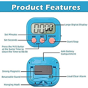 Digital Kitchen Timer for Cooking, Big Digits Loud Alarm Strong Magnetic Backing, Multi-Function Electronic Timer, Classroom Timers for Teachers Kids (White)