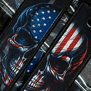 DillenCo We The People 1776 American Flag Skull Key Tag/Backpack or Luggage Tag x2. Patriot Edition (Skull)