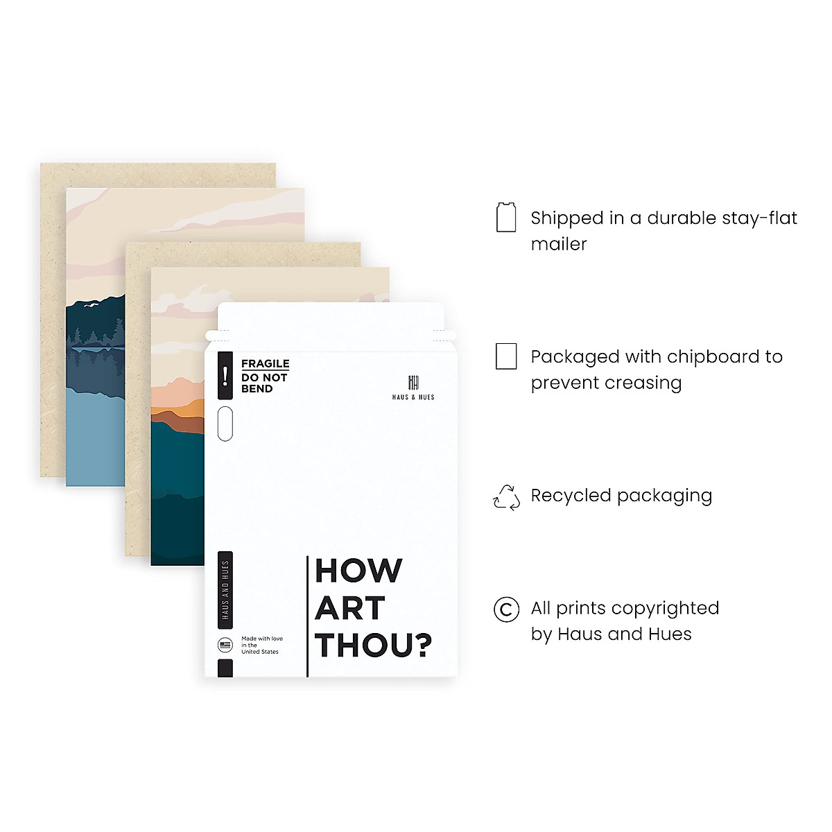 HAUS AND HUES Nature Wall Art Prints Landscape Mountain Decor Mid Century Art Wall Decor, Geometric Abstract Nature Wall Art, Mountain Art Wall Decor, Adventure Wall Décor