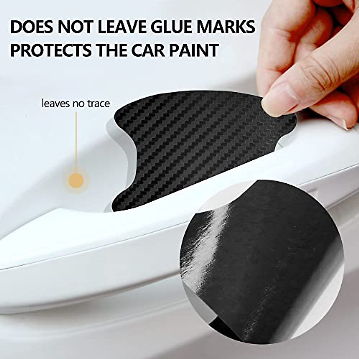 6 PCS Car Door Handle Car Sticker,3D Scratch Resistant Carbon Fiber Wrist Sticker-Traceless Car Door Handle Protective Film,Universal for Most Car Handles (Black)