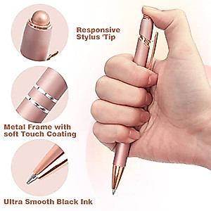 6 Pack Ballpoint Pen 2-in-1 Stylus Retractable Ballpoint Pen with Stylus tip, Metal Stylus Pen for Touch Screens, 1.0 mm Black Ink