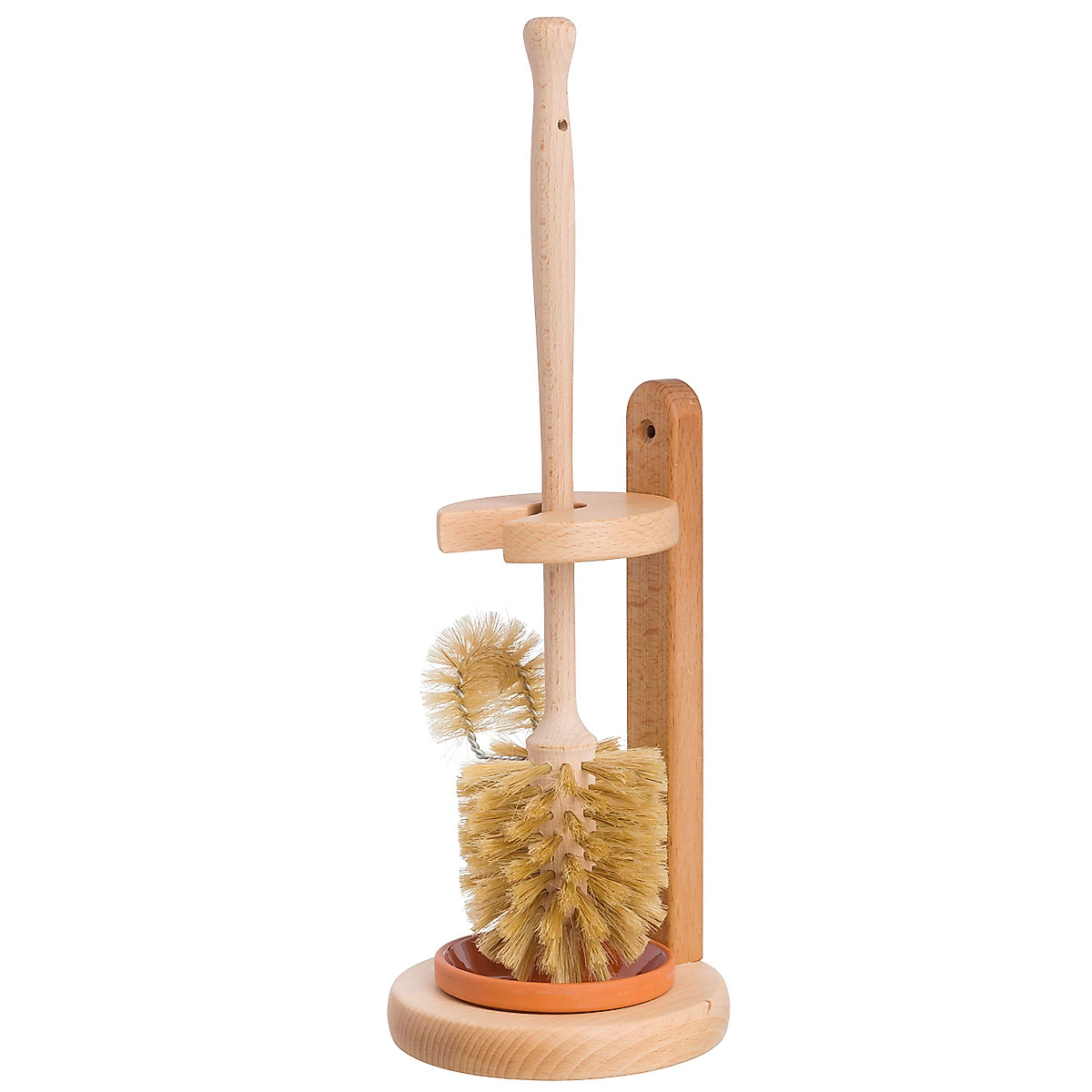 Redecker Natural Pig Bristle Toilet-Brush with Untreated Beechwood Handle, 14-1/2-Inches