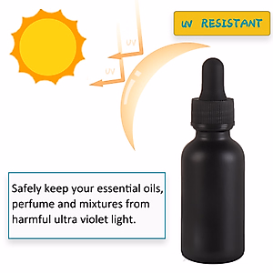 NOOEEISS 24 Pack,1oz Glass Dropper Bottle, Frosted Black Tincture Bottles with Dropper,Pretty Finish for All Kinds of Liquids,Oil Bottles for Hair- Stronger Suction ideal for Leakproof Travel