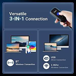 Tera Mini 1D Barcode Scanner: Pocket Waterproof Wireless Laser Scanner 3 in 1 Compatible with Bluetooth USB Wired Portable Bar Code Reader for Supermarket Logistics Work with iOS Windows Android 1100L