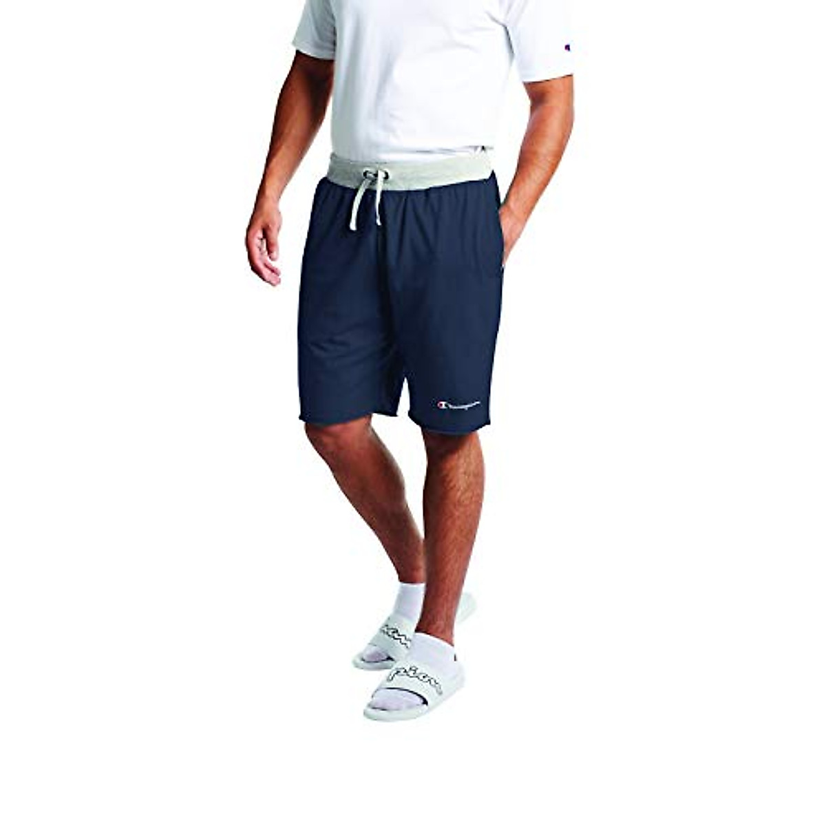 Champion Men's MIDDLEWEIGHT Short, Navy/Oxford Grey, Small