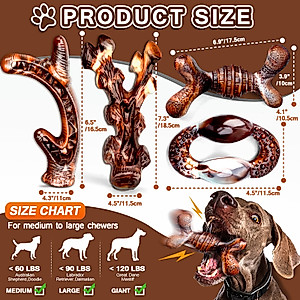 TonyEst Dog Toys, 4-Pack Indestructible Dog Chew Toys for Aggressive Chewers, Nylon Durable Dog Toys for Medium Large Dogs Breed, Bacon Flavored Tough Dog Bones Chew Toys for Super Chewer
