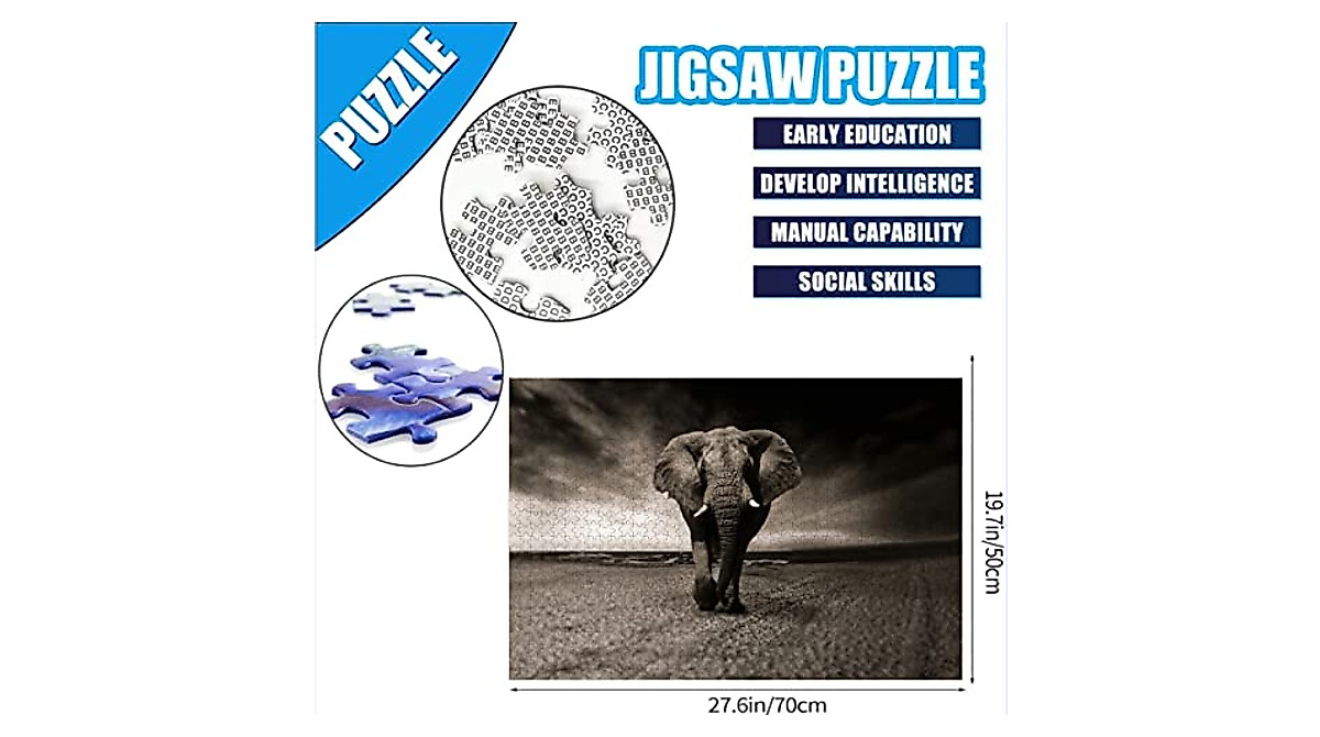 Unique 1000-Piece Wooden Elephant Jigsaw Puzzles