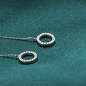 Cowlyn A Pair 925 Sterling Silver Earrings Tassel Threader Long Chain Ear Line Round Cubic Zirconia Drop Dangle Hypoallergenic Jewelry for Women