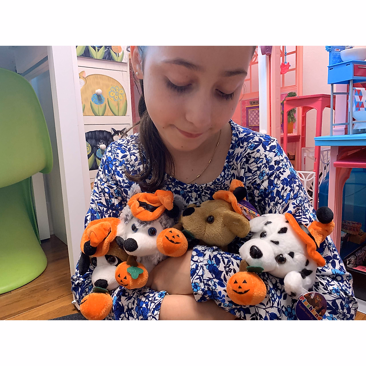 Plushland Halloween Pawpals 8 inches Puppy Dog Plush Stuffed Toy Comes with Hat and Halloween Jack O Lantern - Pumpkin for Kids on This Holiday (Labrador)