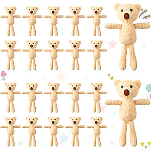 20 Pcs Mini Bear Stuffed Animal 8 Inch Small Stuffed Bear Plush Cute Bear Plush Toys for Birthday Wedding Valentines Day Decorations Craft DIY Accessory Party Favors Supplies (Purple, Beige)