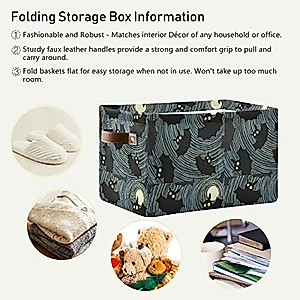 xigua Halloween Bat Black Large Storage Basket Square Foldable Canvas Laundry Baskets Bin Waterproof Inner Layer with Sturdy Handles for Kids Toy Nursery Blanket Clothes 2Pack