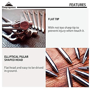 CAMPINGMOON 11.81-inch 8pcs Martensitic Stainless Steel 420J2 Hardened Forged Tent Stake Power Peg Ideal for Hard Ground R-30-8P