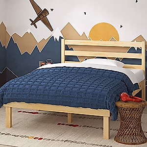 ZINUS Robin Wood Platform Bed Frame with Headboard / Wood Slat Support / No Box Spring Needed / Easy Assembly, Twin