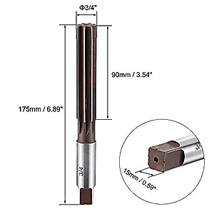 uxcell 3/4" Hand Reamer H8 Accuracy Alloy Tool Steel 8 Flutes Straight Shank Milling Cutter Tool