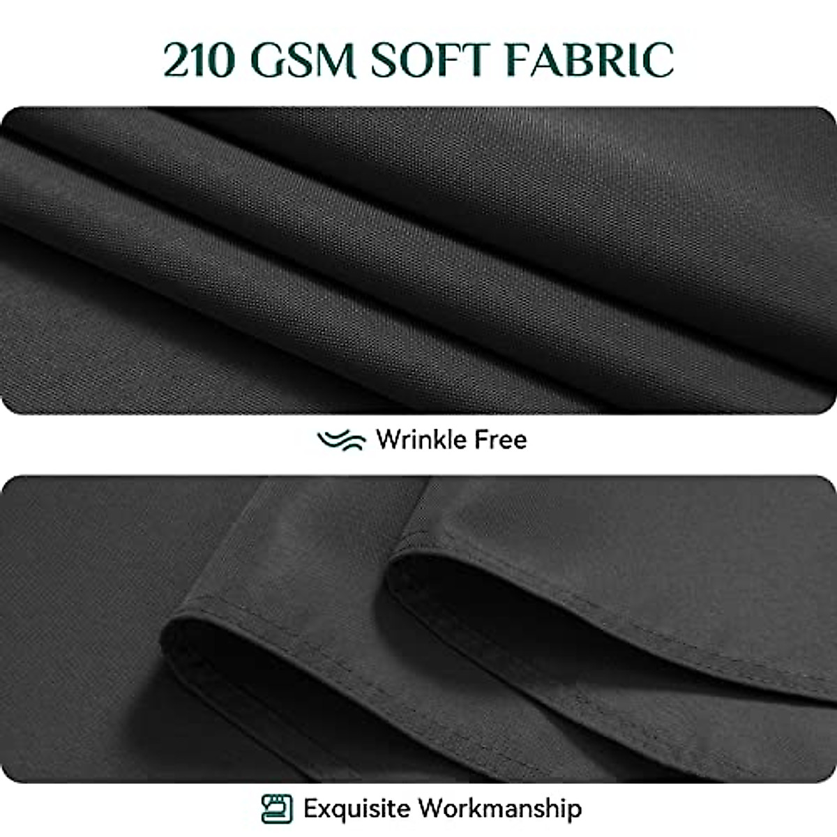 Softalker Rectangle Tablecloth Waterproof & Stain Resistant Table Cloth Wrinkle Free Fabric Washable 210GSM Polyester Table Cover for Dining/Party/Buffet/Wedding (60x84 inch, Black)