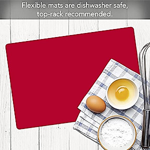 Cut N' Funnel Multi-Color Heavy Gauge Flexible Plastic Cutting Board Mats 4 Pack 18" x 12" Made in the USA BPA Free Dishwasher Safe