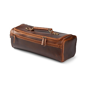 Angus Stoke premium leather knife bag-case, XXL chef's roll bag with huge storage space and extras - waxed vintage buffalo leather, Arvid (Walnut-Brown)
