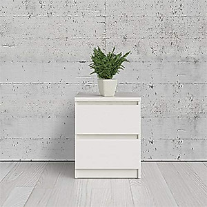 Tvilum Scottsdale 2 Drawer Nightstand, 15.91 in x 19.69 in x 19.49 in (D x W x H), White Woodgrain