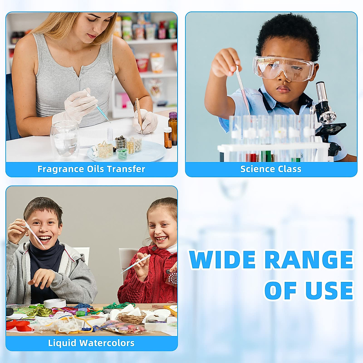 Buryeah 1000 Pcs Plastic Pipettes Droppers 3ml Disposable Transfer Pipettes Eye Dropper Small Graduated Pipettes Dropper for Science Laboratory, DIY Art, Essential Oils Makeup