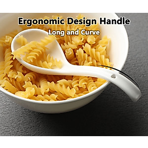 Soup Spoons Asian Soup Spoon Set of 6 Ceramic Chinese Soup Spoons Porcelain Ramen Spoons for Pho Dumpling Miso Cereal