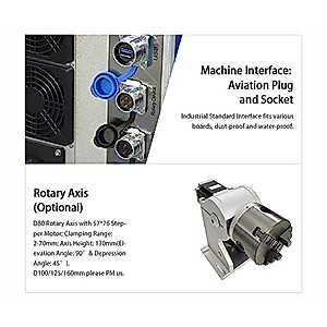 US Stock 50W JPT Fiber Laser Marking Machine Fiber Laser Engraver with 175×175mm Lens and D80 Rotary Axis