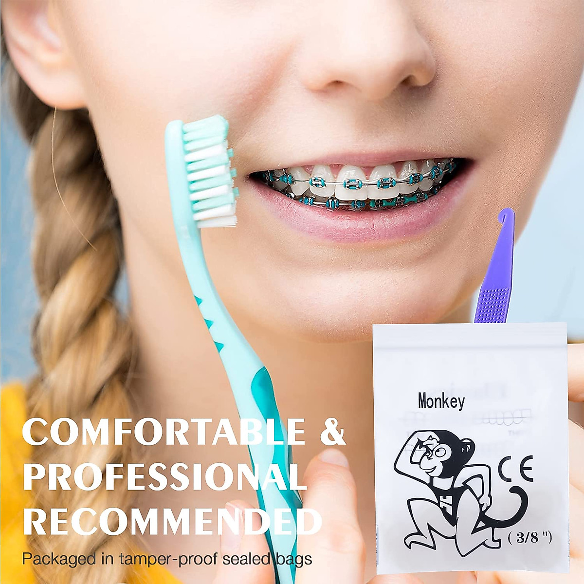 ANNWAH 500 pcs Rubber Bands for Braces,elastics for braces Fox 4.5 Ounces,Heavy Rubber Traction Bands 1/4" (100 Pieces/Pack)