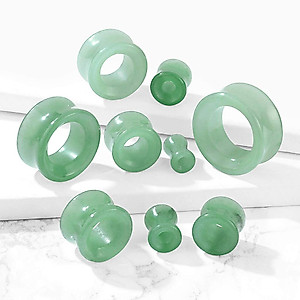 Ear Gauges SoScene Center Hole Jade Organic Stone Ear Plugs Sold in Pairs (10mm-00 gauge)