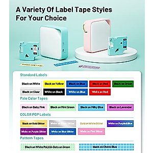 Vixic Label Makers D1600 Label Maker Machine, Portable Bluetooth Label Printer with 4 Colors Tape, Multiple Fonts Icons, Compatible with iOS Android for Home School Office Organization, Rechargeable