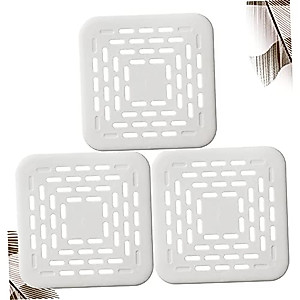 Gadpiparty 9 Pcs Bathtub Strainer Tub Stopper Shower Kitchen Sink Strainer Sink Drainage Filter Silicone Drain Covers Bath Tub Drain Square Stickers White Hair Kitchen Supplies