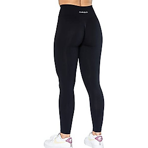 AUROLA Dream Collection Workout Leggings for Women High Waist Seamless Scrunch Athletic Running Gym Fitness Active Pants Dark Black L