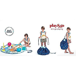 Play & Go Waterproof Drawstring Play Mat Storage Bag for Children - Kids Toy Storage Organizer - Drawstring Toy Bag - Large 55" Play Mat for Toddlers Toys and Bag for Storage - Surf