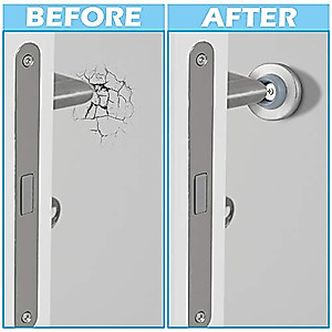 Concave Door Stopper Wall Door Bumper Stainless Steel Wall Protector Door Stops Wall Mount Flush Bumper with Grey Rubber Concave Door Knob Stopper (Silver,2 Pieces)