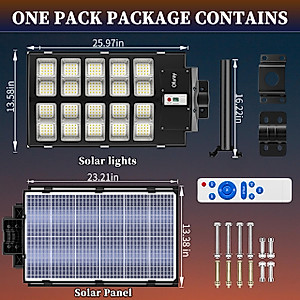 Ofuray 4600W and 7500W Solar Street Light Outdoor Waterproof,Solar Parking Lot Lights Commercial Dusk to Dawn, 6500k IP67 Street Led with Remote Control for Street,Court,Barn