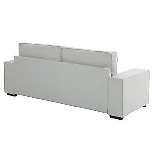 UIXE 80" Loveseat Sofa, Modern Love Seat Living Room 3-Seater Couches with Linen Fabric Cushion, Mid Century Upholstered Wide Track Armrest Couch Comfy Solid Wood Furniture for Bedroom, Beige