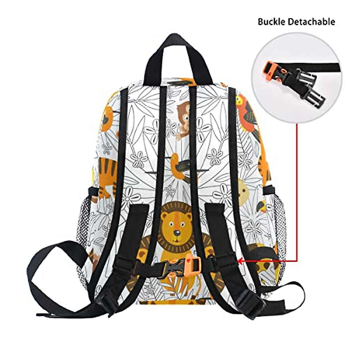 Glaphy Custom Kid's Name Backpack, Cartoon Monkey Lion Tiger Toddler Backpack for Daycare Travel, Personalized Name Preschool Bookbags for Boys Girls