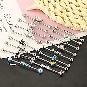 TIANCI FBYJS 14G Stainless Steel Industrial Barbell Earring Cartilage Body Piercing Jewelry 38mm 1&1/2 Inch Industrial Piercing Bar…