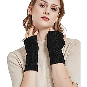 Novawo Women's Hand Crochet Winter Warm Fingerless Arm Warmers Gloves