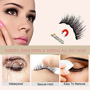 Magnetic Eyelashes Kit with Eyeliner, Magnetic Lashes Natural Looking 10 Pairs , 2 Pcs Magnetic Eyeliner, Reusable 3D False Eyelashes Lashes Pack, With lash tweezers，No Glue! Eyelashes Magnetic