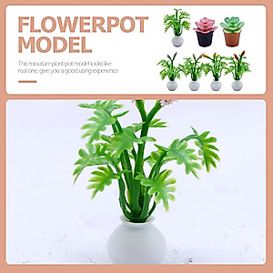 VOSAREA 7pcs Doll House Potted Plant Miniature Mini Verse Make It Mini Food Artificial Bonsai Decor Desk Topper Mini Foods Floral Decorations Mini House Prop Flowers Child Plastic Indoor