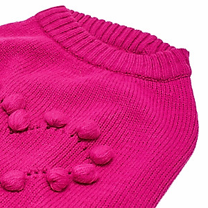 Blueberry Pet 2023 New Heart Dog Sweater Valentine’s Day Clothes for Small Girl Dogs, Hot Pink Pullover Crewneck Holiday Apparel, Back Length 8”