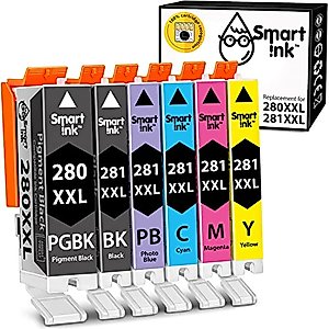 Smart Ink Compatible Ink Cartridge Replacement for Canon PGI-280XXL CLI-281XXL PGI 280 CLI 281 to use with Pixma ​TS9120 TS8320 TS8220 TS8120 (PGBK & BK/C/M/Y/PB) 6 Combo Pack