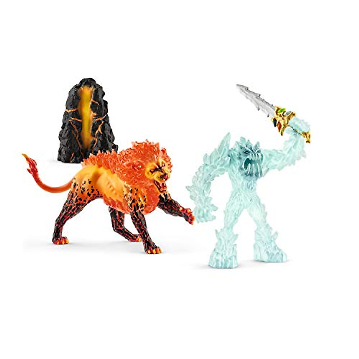 Schleich Eldrador Creatures, Mythical Creatures Toys for Kids, Battle for the Super Weapon Set with Ice Monster and Lava Monster Action Figures, 4 Pieces