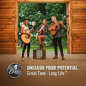Elixir Strings, Acoustic Guitar Strings, 80/20 Bronze with POLYWEB Coating, Longest-Lasting Warm Tone with Comfortable Feel, 6 String Set, Custom Light 11-52