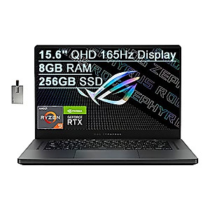 ASUS 2021 ROG Zephyrus 15.6" QHD 165Hz Gaming Laptop Computer, AMD Ryzen 9-5900HS(Beats Intel i7-11800H), 8GB RAM, 256GB PCIe SSD, Backlit Keyboard, GeForce RTX 3070 Graphics, Win 11, Grey, 32GB USB