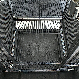 SUPER DEAL PRO 61-inch 2in1 Large Bird Cage with Rolling Stand Playtop Parrot Chinchilla Finch Cage Macaw Conure Cockatiel Cockatoo Pet House Wrought Iron Birdcage, Black